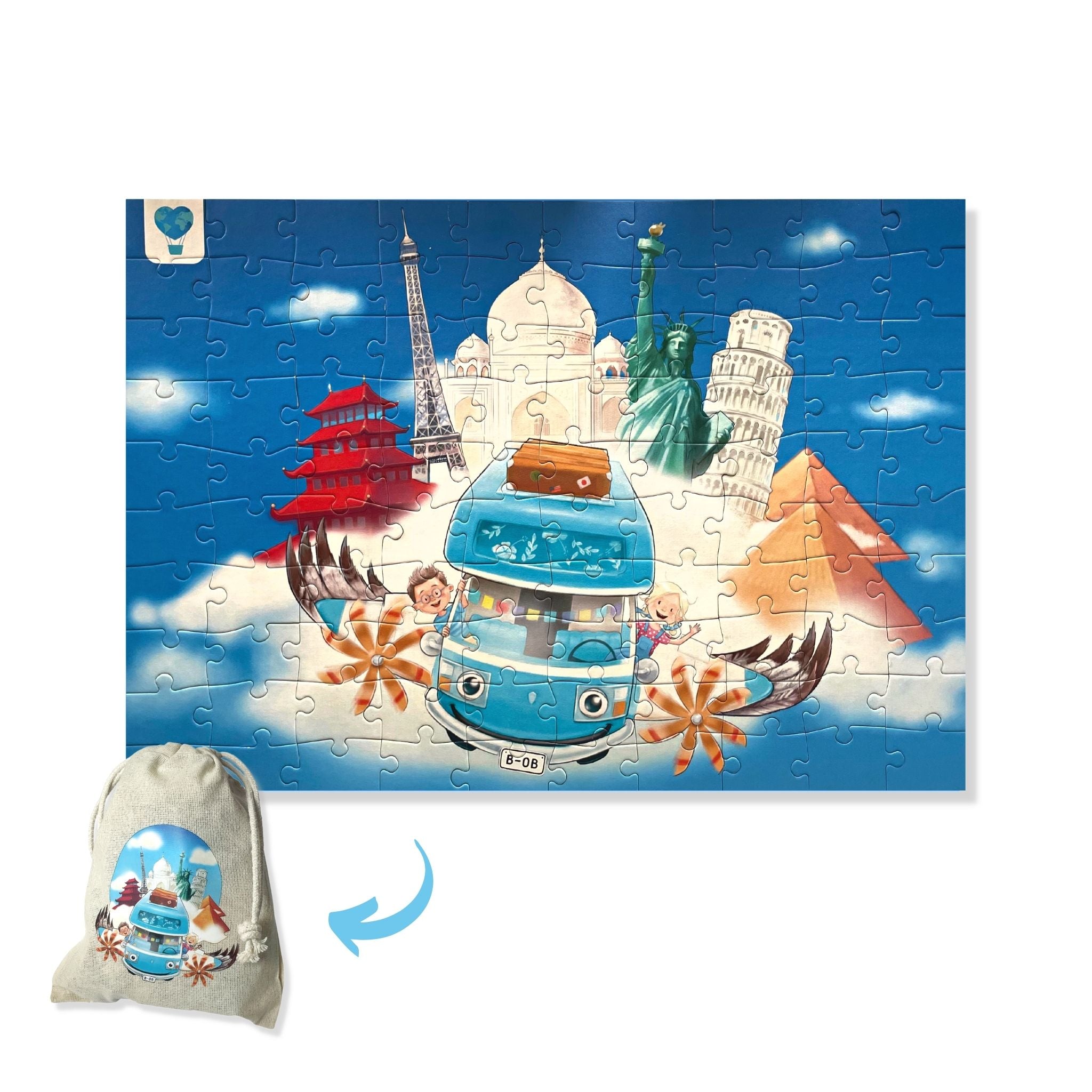 Reise-Puzzle | 100 Teile | praktisch im Jutebeutel | platzsparend I B ...